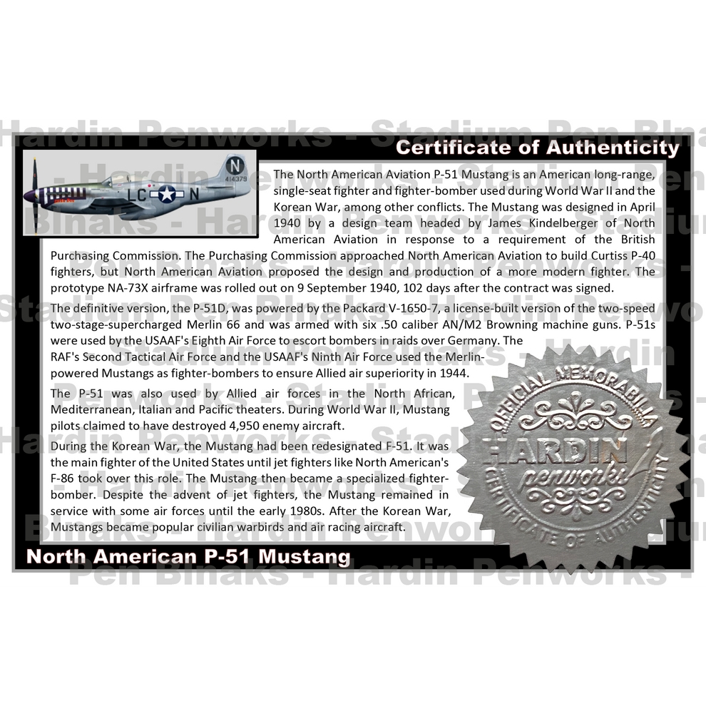 North American Aviation P-51 Mustang – Stadium Pen Blanks